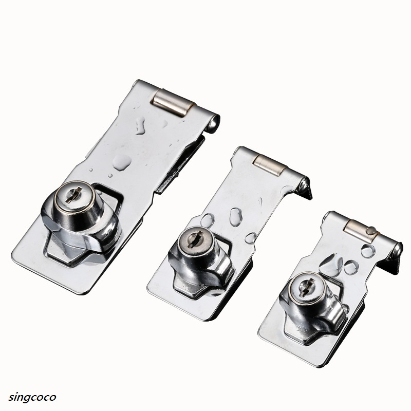 【singcoco】鍍鉻 門扣附鎖 附螺絲 門扣組 鎖扣 鐵扣 扣環 門鎖 鎖頭用 扳扣 反扣鎖 板扣鎖 櫥櫃 | 蝦皮購物