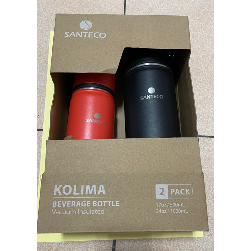 《蝦蝦賣瞎瞎》Santeco Kolima 保溫瓶組 1公升 + 500毫升 兩件組 黑+紅 戶外 登山皆適用 | 蝦皮購物