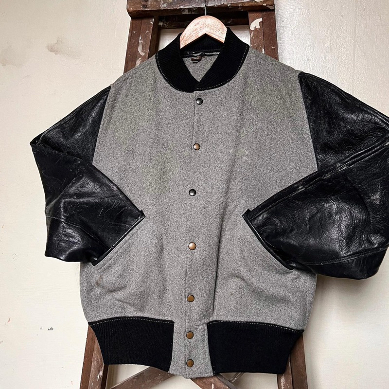 50s Butwin wool x leather varsity jacket 羊毛X皮革棒球外套 | 蝦皮購物