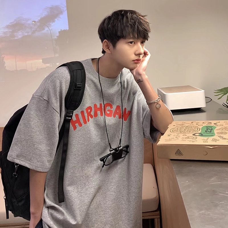 紅色美式短袖t恤男 M-5XL五分袖 夏季潮牌ins寬鬆上衣 oversize高街潮流半袖體恤 男裝 男生寬鬆五分袖 | 蝦皮購物