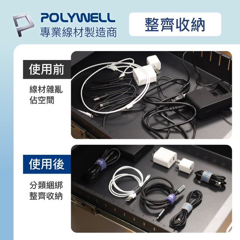 68mall POLYWELL 魔鬼氈束帶 可DIY自行裁切 2公分寬 適用於整理充電線 | 蝦皮購物