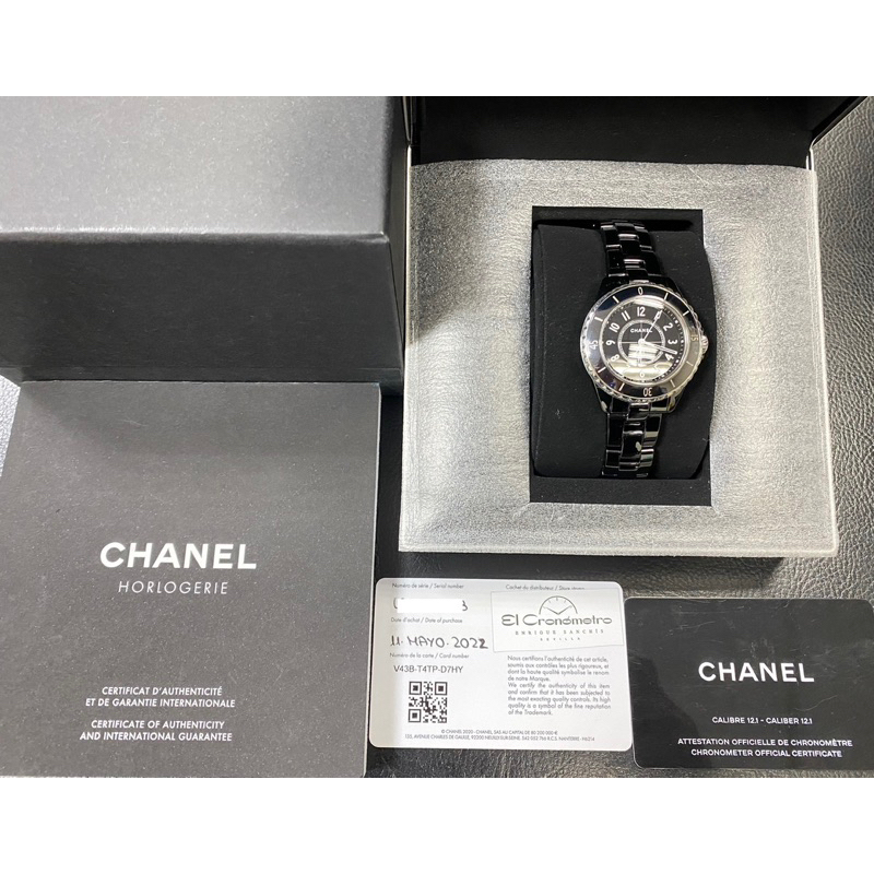 CHANEL(香奈兒) J12 H5696 黑陶瓷錶帶 黑面盤白時標 新款透明底蓋 33mm 女款腕錶 2022保單！ | 蝦皮購物