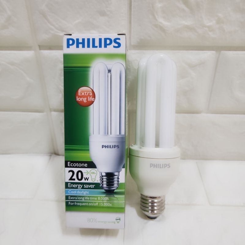 PHILIPS 飛利浦 E27 20W 3U型省電燈泡220V電壓 | 蝦皮購物