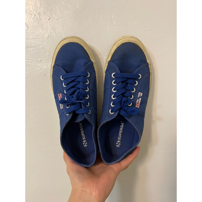 [限量絕版百貨正品]superga 男鞋 藍色帆布平底鞋 休閒鞋 尺寸uk6.5 us7.5 | 蝦皮購物