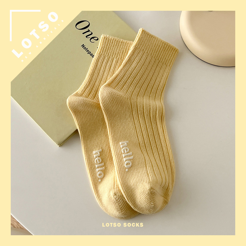 LOTSO SOCKS 日系小清新奶油中筒襪 字母燙印 春夏新款 女襪 襪子 穿搭 #LM037 | 蝦皮購物
