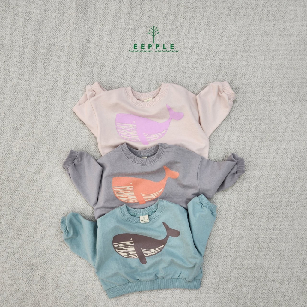 ！韓國童裝全館現貨！正韓 秋 eepple 小樹牌鯨魚薄T-24H出貨 | 蝦皮購物