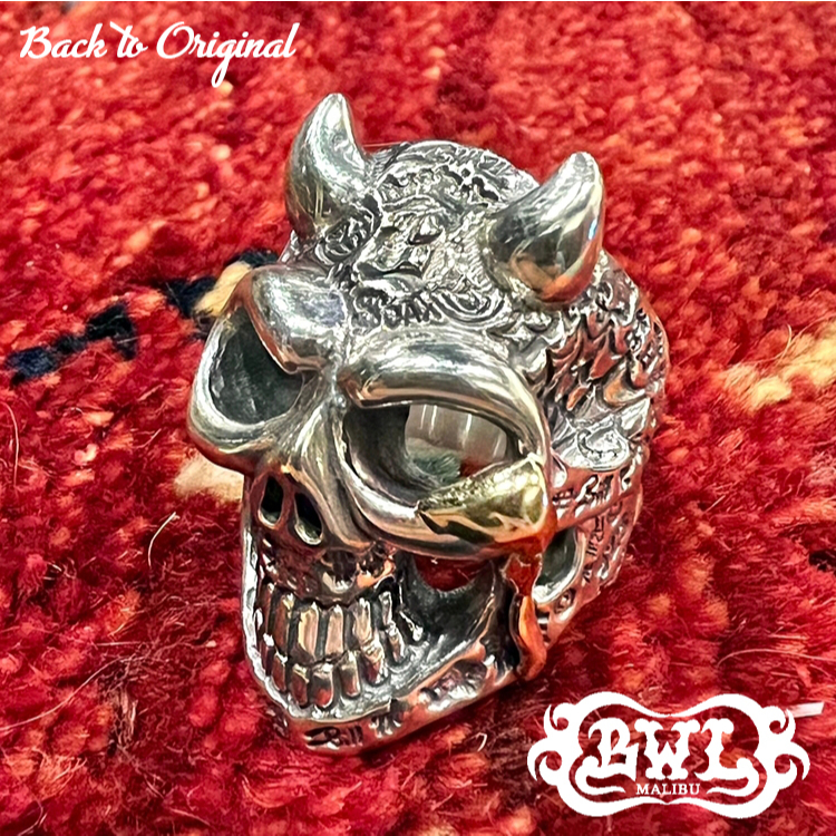 [BTO] 美國 【Bill Wall Leather】BWL 925銀 鎏金淚痕塗鴉大師骷髏 R347 | 蝦皮購物