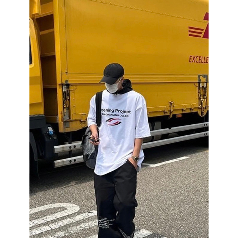 【4Ds - studio 】韓國 Opening Project COLOR logo 寬鬆短踢 | 蝦皮購物