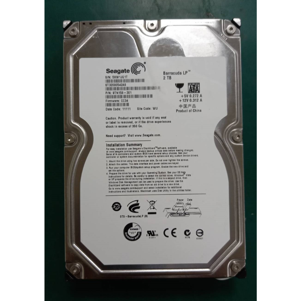 二手良碟Seagate BarraCuda LP ST32000542AS 2TB 硬碟 | 蝦皮購物