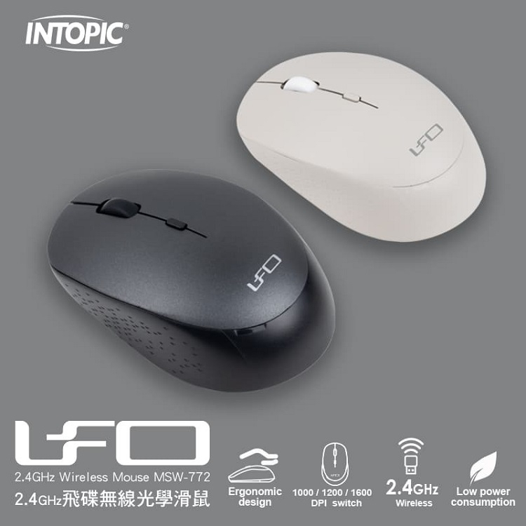 INTOPIC UFO-MSW-772 2.4GHz飛碟無線光學滑鼠 [富廉網] | 蝦皮購物