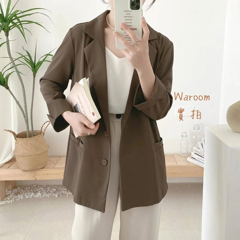 Waroom|月銷破百五星好評 訂製款 四季可穿反摺袖西裝外套|氣質休閒|修身小個子西服|九分袖西裝外套|OL 9980 | 蝦皮購物