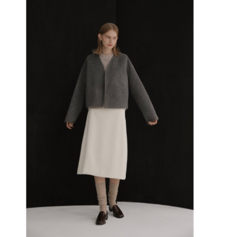 Murph Collarless handmade wool jacket(grey) | 蝦皮購物