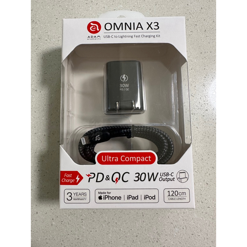 ️全新未拆封 台灣原廠公司貨 亞果元素 黑色 OMNIA X3 PD 30W Lightning 快速充電組120cm | 蝦皮購物