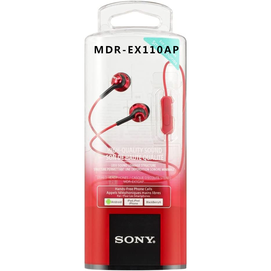 SONY MDR-EX110AP 入耳式耳機 麥克風 / MDR-EX110 入耳式耳機 原廠公司貨(紅色) | 蝦皮購物