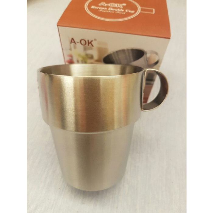 【霏霓莫屬 2店】A-OK #304 韓式雙層杯 300cc (附耳) 不銹鋼杯 隔熱杯 疊杯 小鋼杯 隨身杯 露營杯 | 蝦皮購物