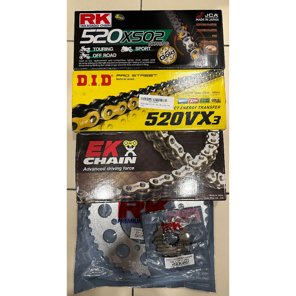 【現貨】RK EK DID 520 黃金 黑金 油封鏈條 鋼製齒盤 R3 CB350 忍者 300 400 CBR | 蝦皮購物
