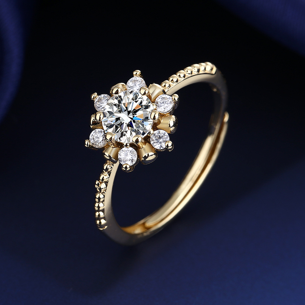 隔日到貨 亞馬遜女神 1克拉 莫桑鑽 六爪 D 3EX VVS1 八心八箭 可調式戒圍 戒指 不退色101 | 蝦皮購物