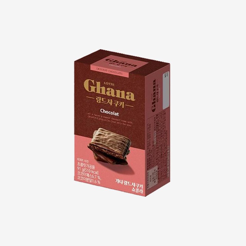 韓國/Lotte 樂天 Ghana巧克力餅乾 91g | 蝦皮購物