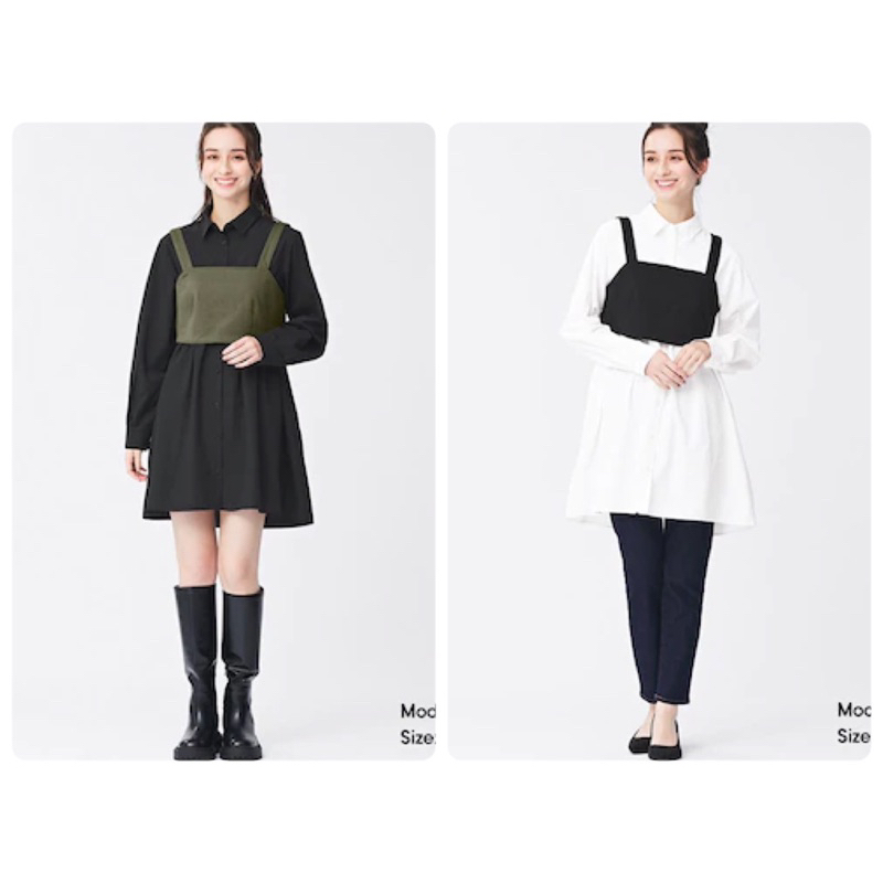 15 台灣沒有進 日本帶回 GU 兩件組 背心 + 長版襯衫 白S 黑M ¥2990 GU15 | 蝦皮購物