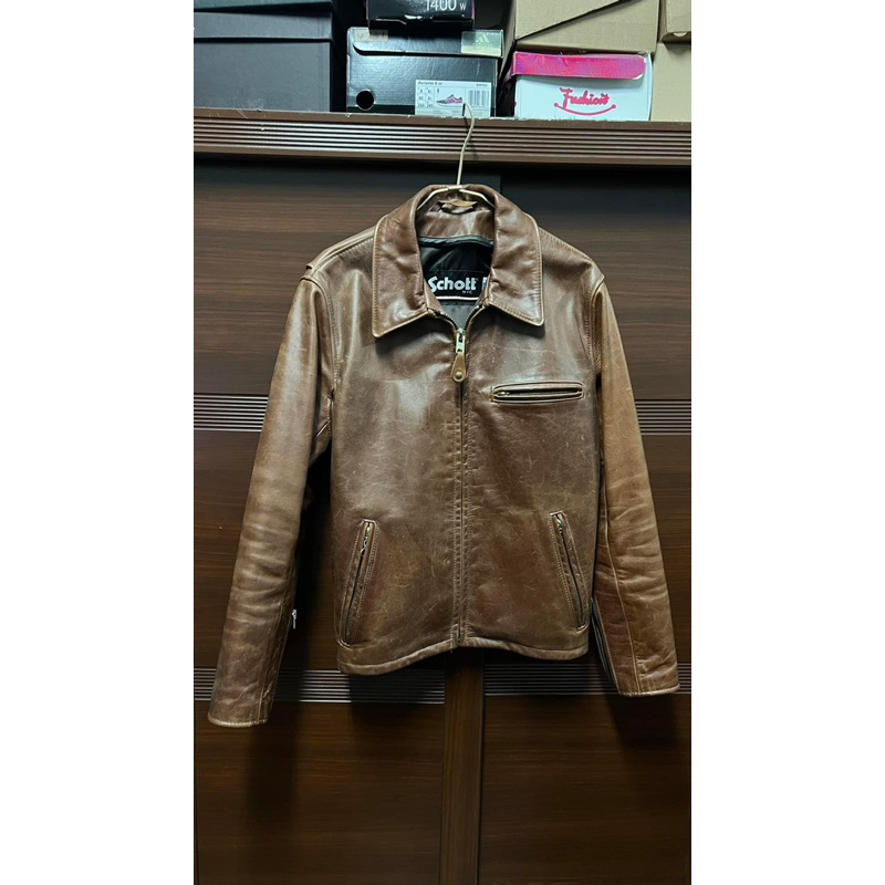 降價求售）Schott 643 brown Single Rider（含內裏） | 蝦皮購物