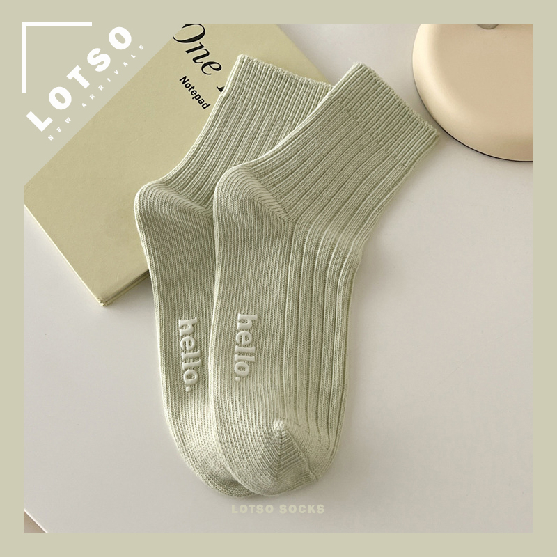 LOTSO SOCKS 日系小清新奶油中筒襪 字母燙印 春夏新款 女襪 襪子 穿搭 #LM037 | 蝦皮購物