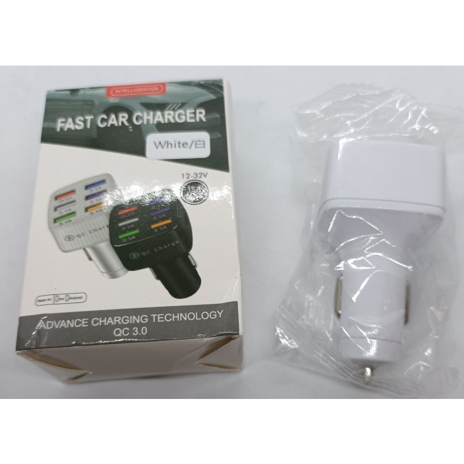2小時快速出貨 車充 6USB多孔 QC3.0 方形車用充電器 點菸器 USB車充 車用充電頭 USB | 蝦皮購物