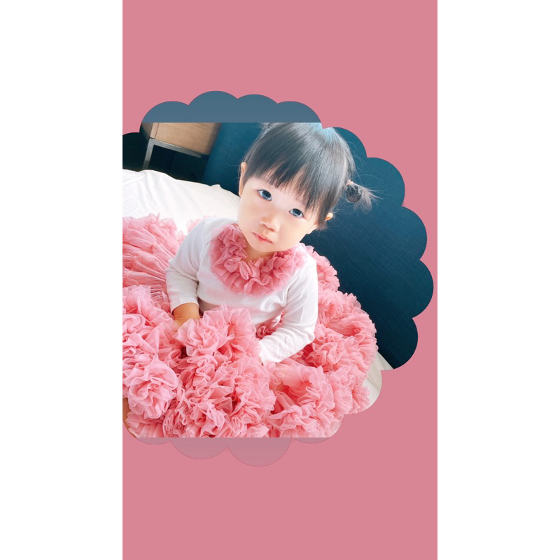 二手 Chic Baby Rose 灰玫瑰色手工澎裙 蓬蓬裙含上衣 | 蝦皮購物