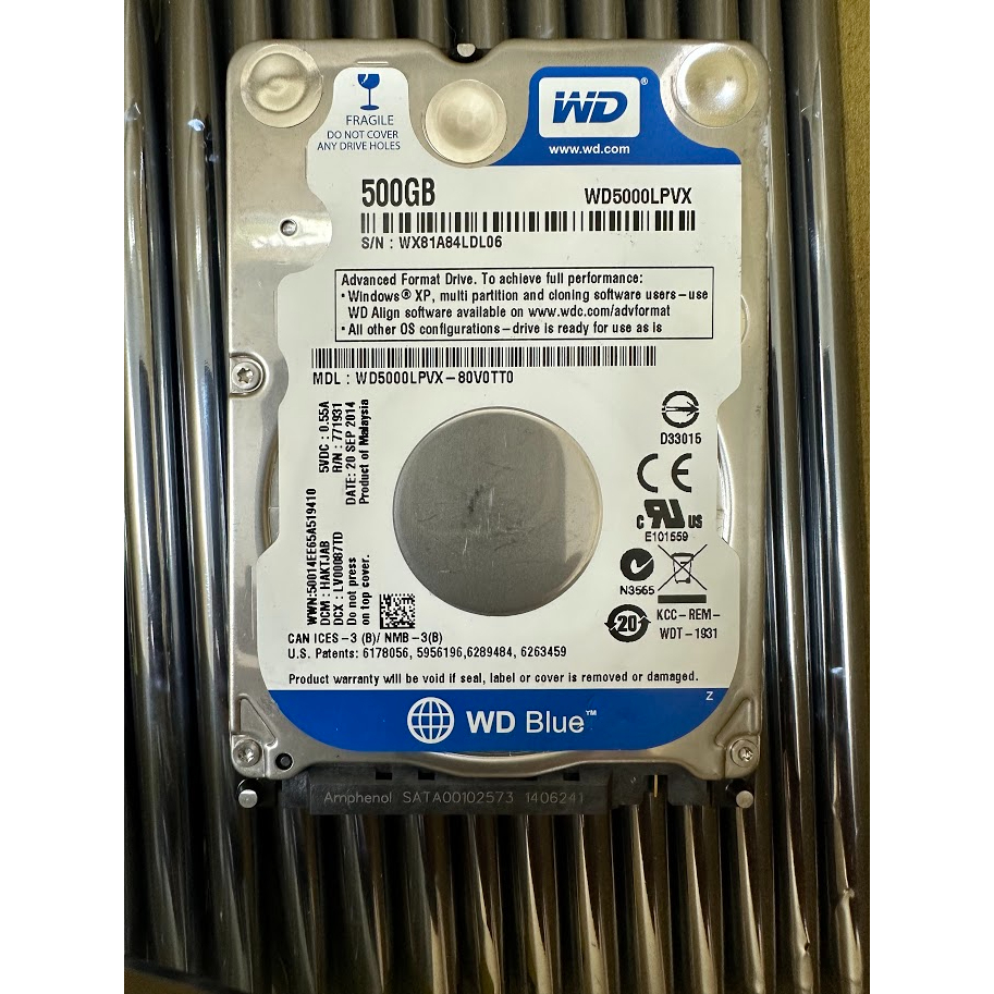 "現貨不用等" WD 硬碟 500G 時數0 清零盤 整新品 2.5吋 硬碟 HDD | 蝦皮購物