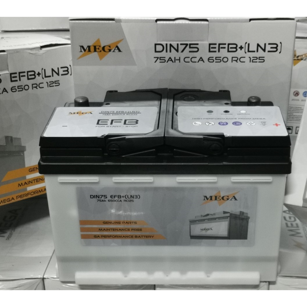 全新MEGA DIN75(LN3 EFB+) 怠速熄火用 75ah歐規車使用 保固一年 CCA標準700,實測900以上 | 蝦皮購物