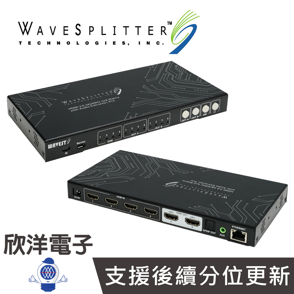 WaveSplitter威世波 切換器 HDMI 2.0 4K@60Hz 4x2矩陣切換器帶音源分離WST-PMX001 | 蝦皮購物