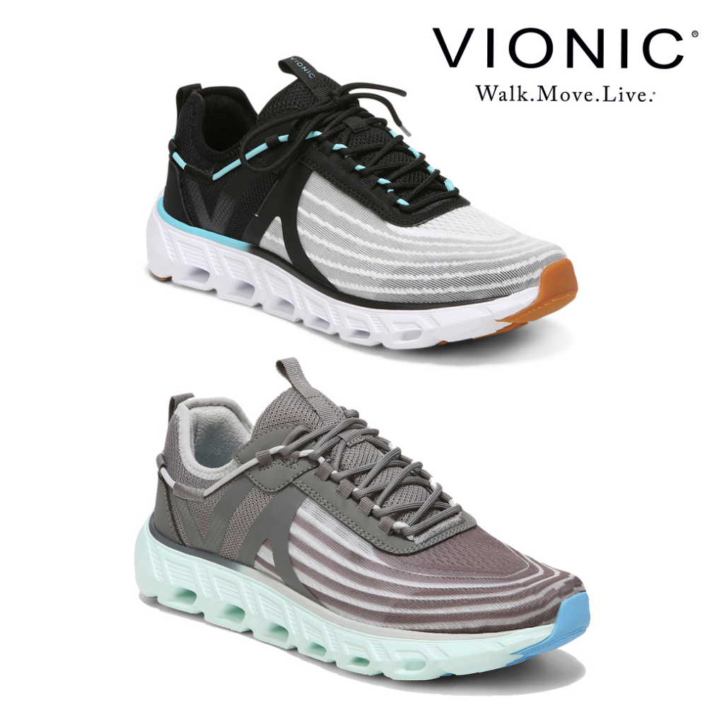 VIONIC | 彈性大底女版支撐足弓休閒運動鞋 FORTUNE 經典黑 / 金屬灰 | 蝦皮購物