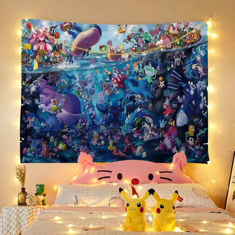 yyds ins北歐掛布 墻壁畫 墻壁裝飾 背景掛布 日式掛毯 動漫寵物小精靈掛布 寶可夢裝飾牆布 床頭臥室可愛背景掛布 | 蝦皮購物