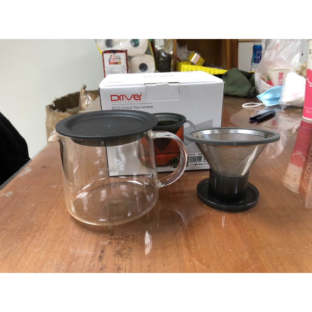 Driver Moka濾杯壺組400ml 耐熱玻璃壺 咖啡壺 茶壺 花茶壺 濾網泡茶壺 刻度量杯 | 蝦皮購物