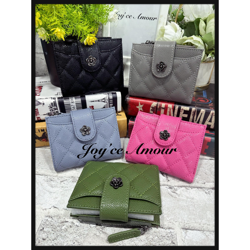 Joy'ce Amour 全真皮小香風菱格釦式兩折短夾 | 蝦皮購物