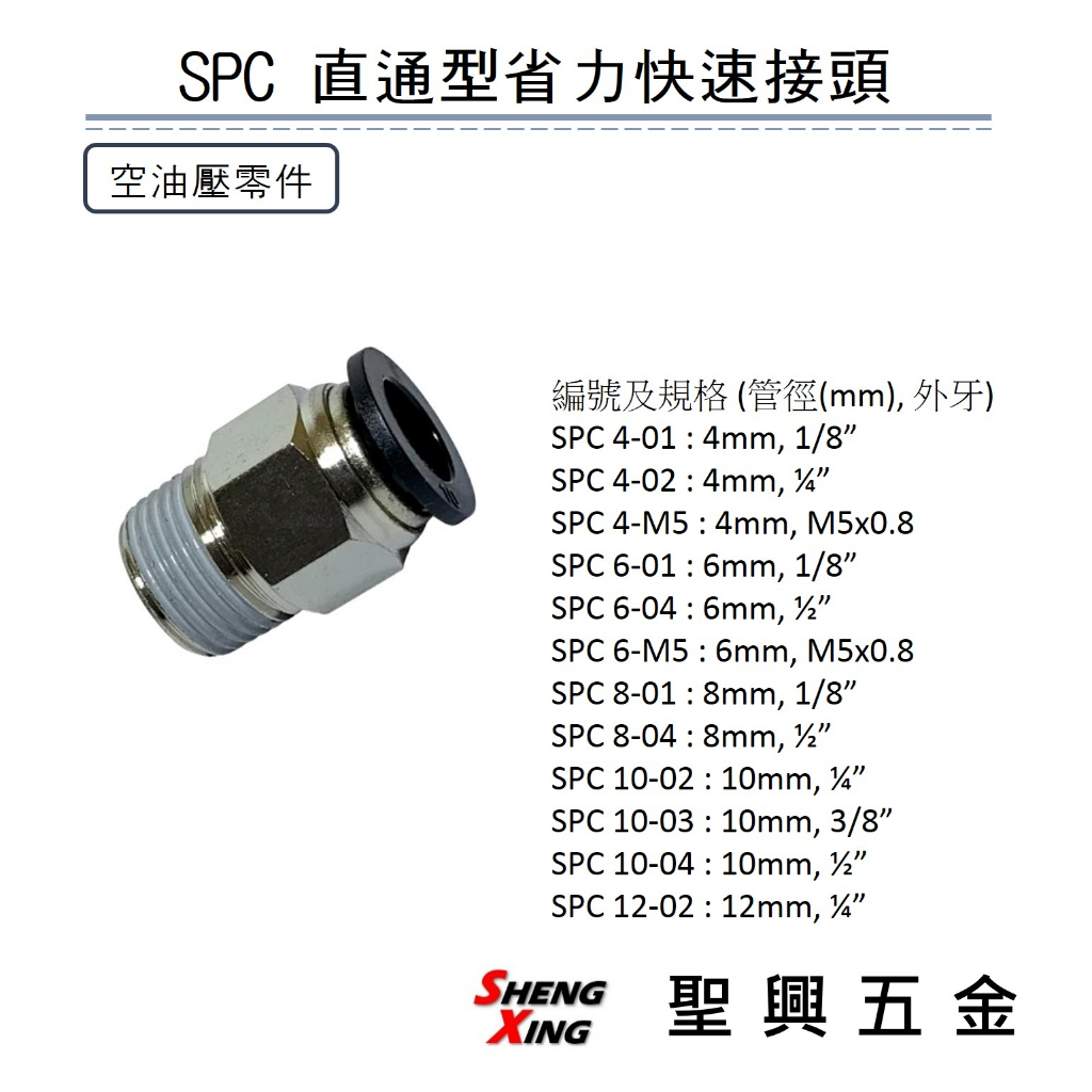 【聖興五金】空壓元件 零件 SPC 直通型 省力快速接頭 含稅價 | 蝦皮購物