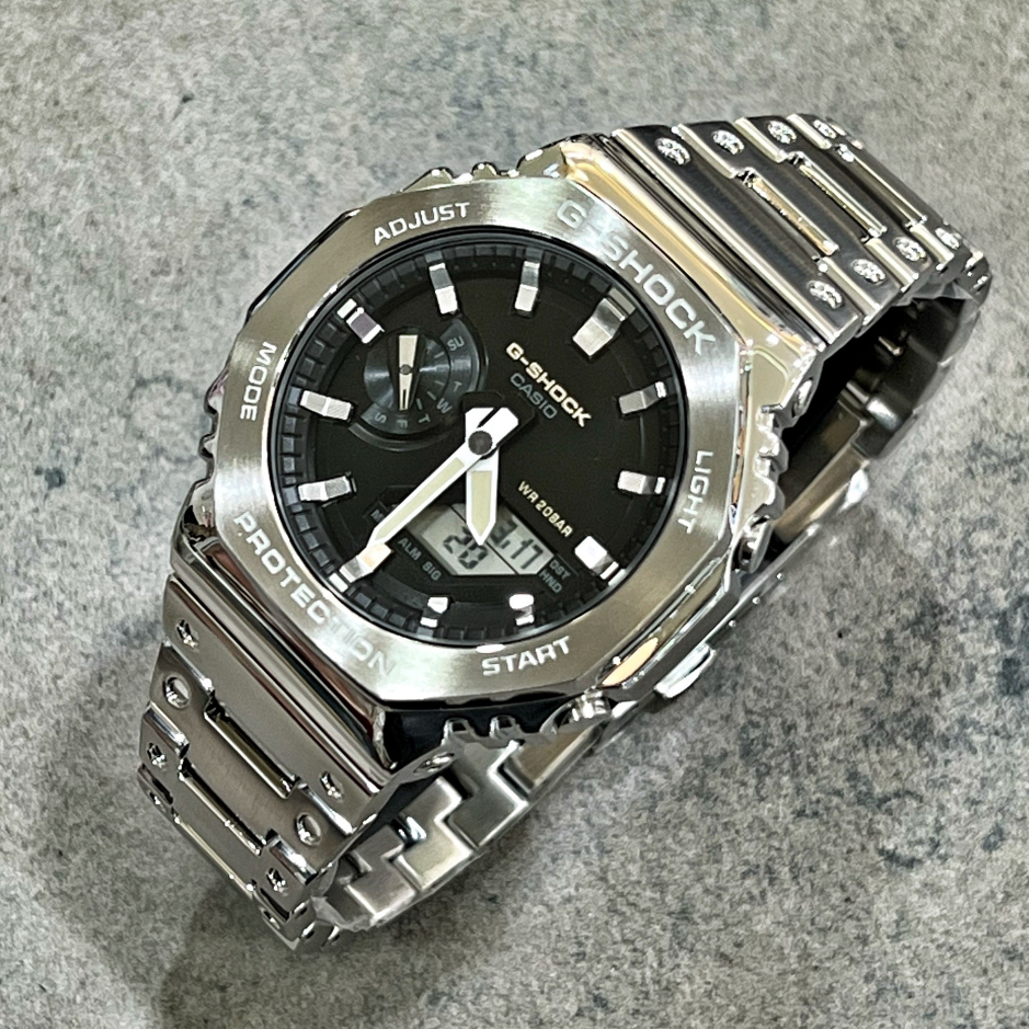 【CASIO】G-SHOCK GM-2100C-5A 改裝GM-B2100全金屬款/GM-2100專用金屬錶帶(銀) | 蝦皮購物
