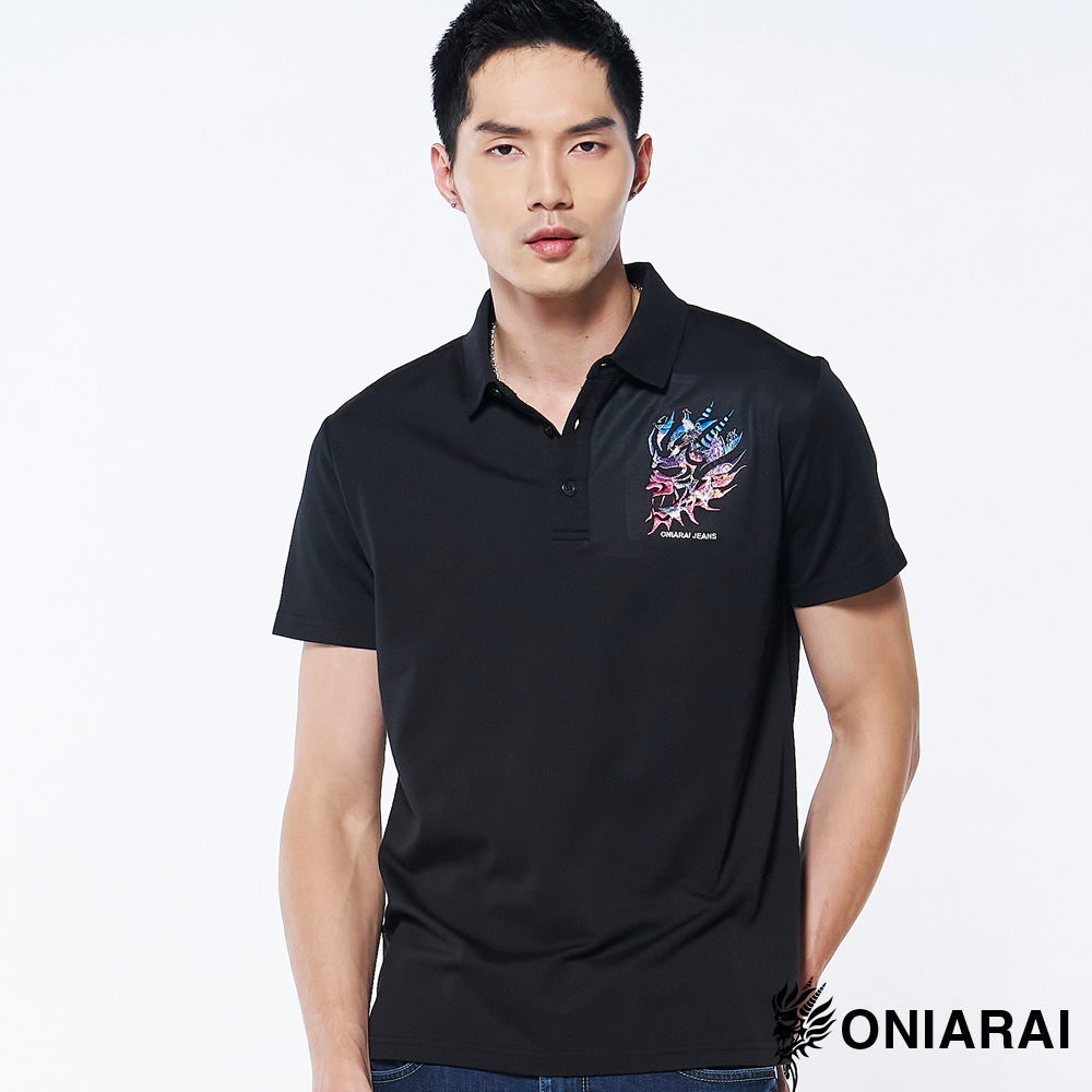 BLUE WAY 鬼洗 ONIARAI -男款 競技武者花牌鬼頭短袖POLO衫(黑) | 蝦皮購物