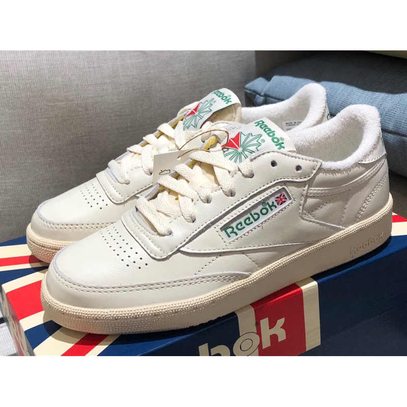 【BQR】全新 女款 Reebok Club C 85 Vintage 白/綠 女鞋 復古 奶油色 小白鞋 GX3686 | 蝦皮購物