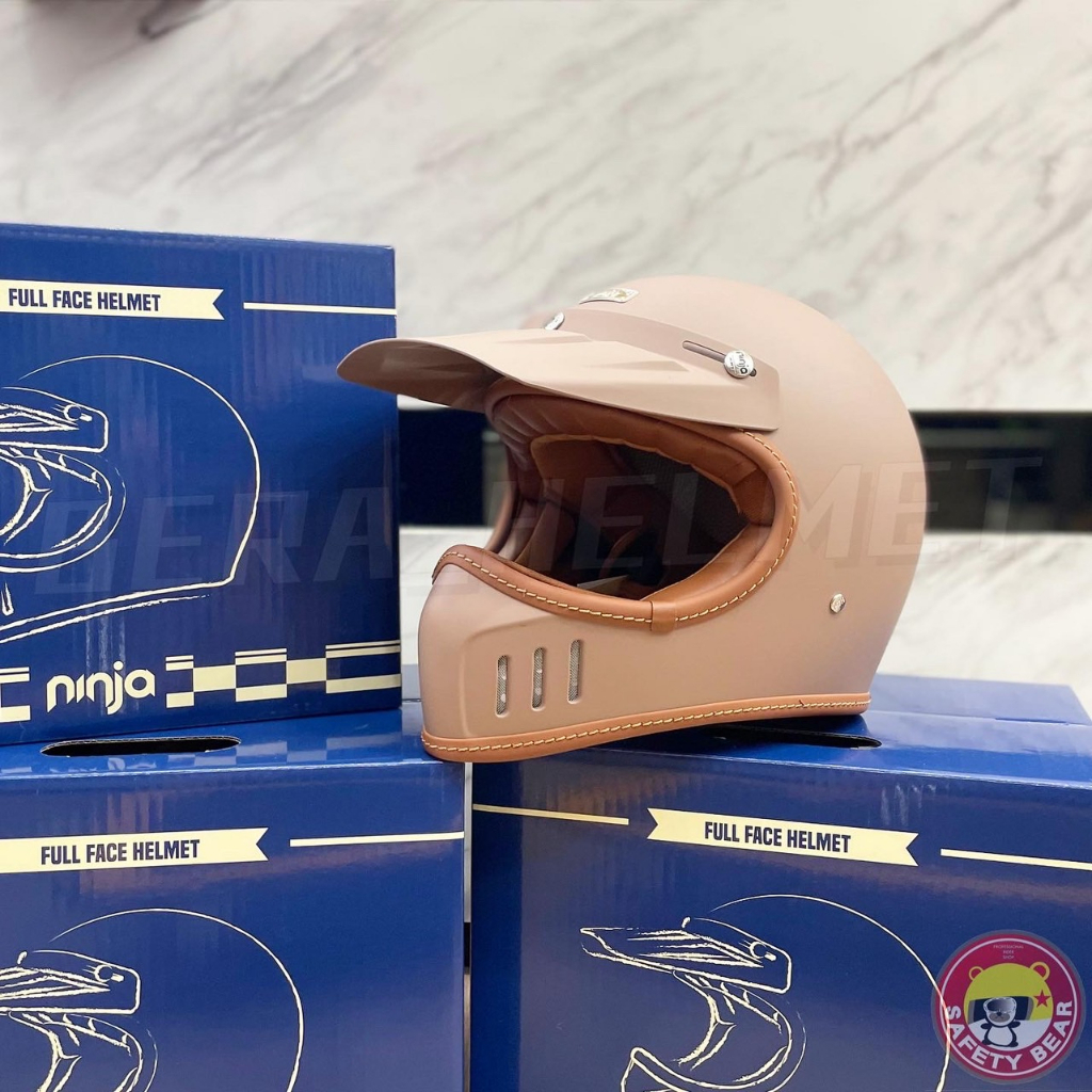 🌟台南熊安全🌟KK NINJA K-866 山車帽 消光可可奶 復古帽 K866 內襯可拆 全罩 風鏡 帽舌 | 蝦皮購物