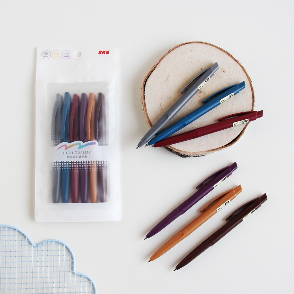 SKB 原子筆 IB-1006 中油筆 速乾墨水 鋼珠筆 中性筆 水性 G-1202/G-1203 莫蘭迪色 復古色 輕 | 蝦皮購物