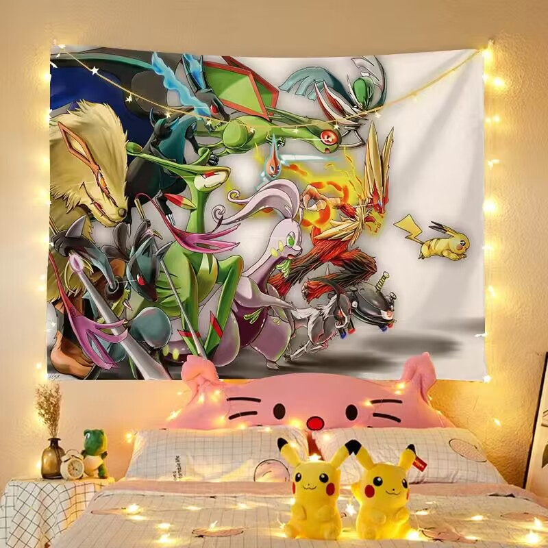 yyds ins北歐掛布 墻壁畫 墻壁裝飾 背景掛布 日式掛毯 動漫寵物小精靈掛布 寶可夢裝飾牆布 床頭臥室可愛背景掛布 | 蝦皮購物