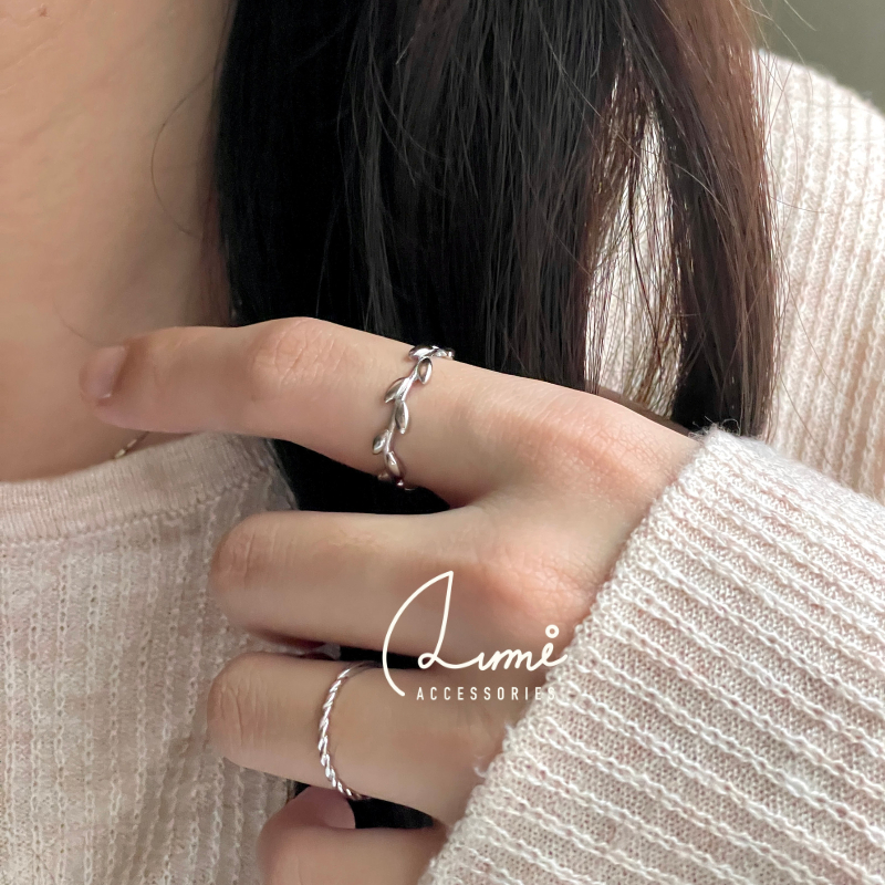 [ALUMI] 橄欖枝銀戒｜S925純銀 橄欖枝葉子造型 開口戒 戒指 飾品 純銀戒指 | 蝦皮購物