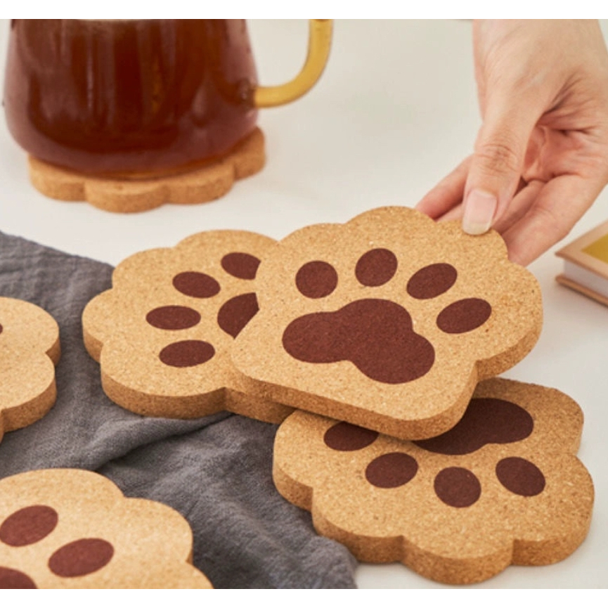 現貨 動物貓爪造型可愛軟木杯墊 隔熱墊 桌上小物 咖啡杯水杯茶桌杯墊 | 蝦皮購物