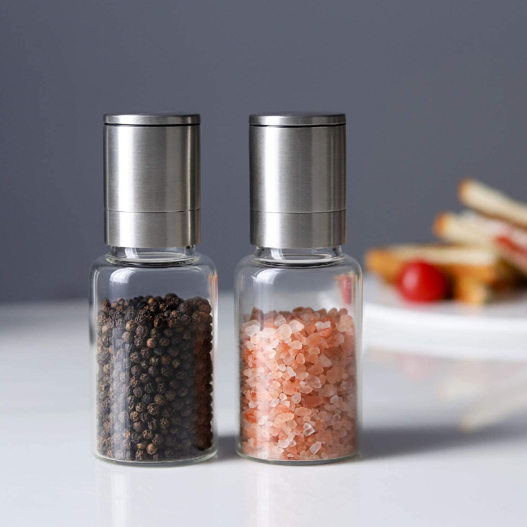 [TFD] VKCHEF 不銹鋼+耐熱玻璃 研磨器 胡椒罐 鹽罐 調味料罐 喬遷禮 入厝禮 可拆解清洗 | 蝦皮購物