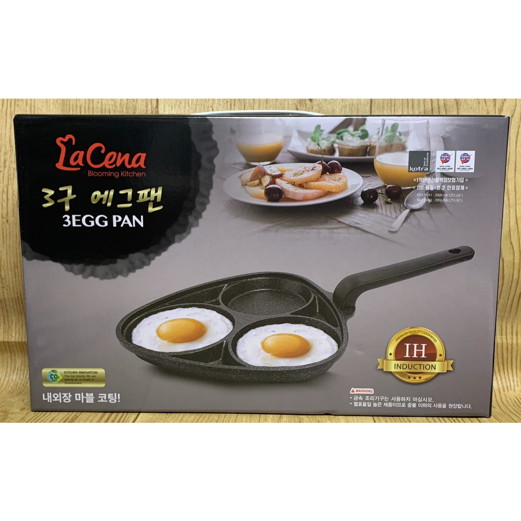 【霏霓莫屬】韓國 LaCena IH 大理石重力鑄造 煎蛋鍋-3孔 (電磁爐可用) 不沾鍋 | 蝦皮購物