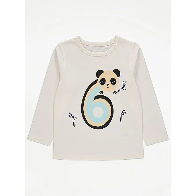 【6歲限定_全新現貨】英國George 年齡上衣 可愛 特殊 熊貓 Panda 長袖 薄棉 上衣_5-7Y | 蝦皮購物
