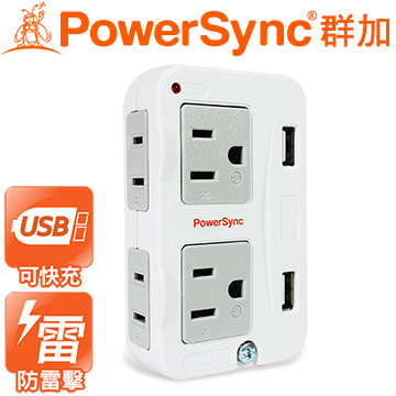 群加 PowerSync 2P+3P 4插+2埠USB防雷擊壁插(TWTMN4SB) | 蝦皮購物
