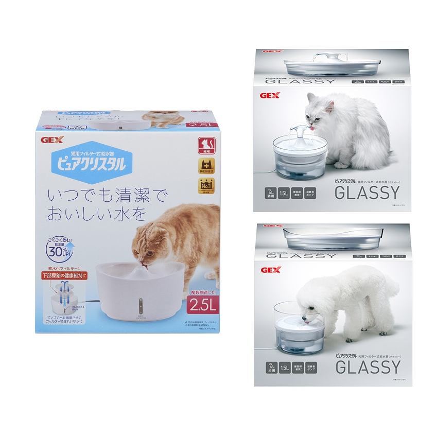GEX 寵物飲水機 貓/犬用涼感淨水飲水皿 視窗型 1.5~2.5L 活水機 流動水 過濾水 自動飲水機 | 蝦皮購物