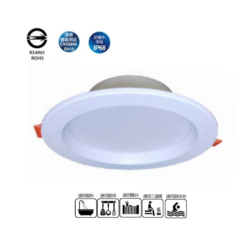 東亞 LED 防水崁燈 10W (9.5公分) 16W(15公分) 高亮度 防水 耐鹽 崁燈 LDLW320 | 蝦皮購物