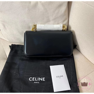 99新 二手 CELINE 賽琳 Triomphe凱旋門 黑金 牛皮革 腋下包 單肩包194143 可調節肩帶 | 蝦皮購物